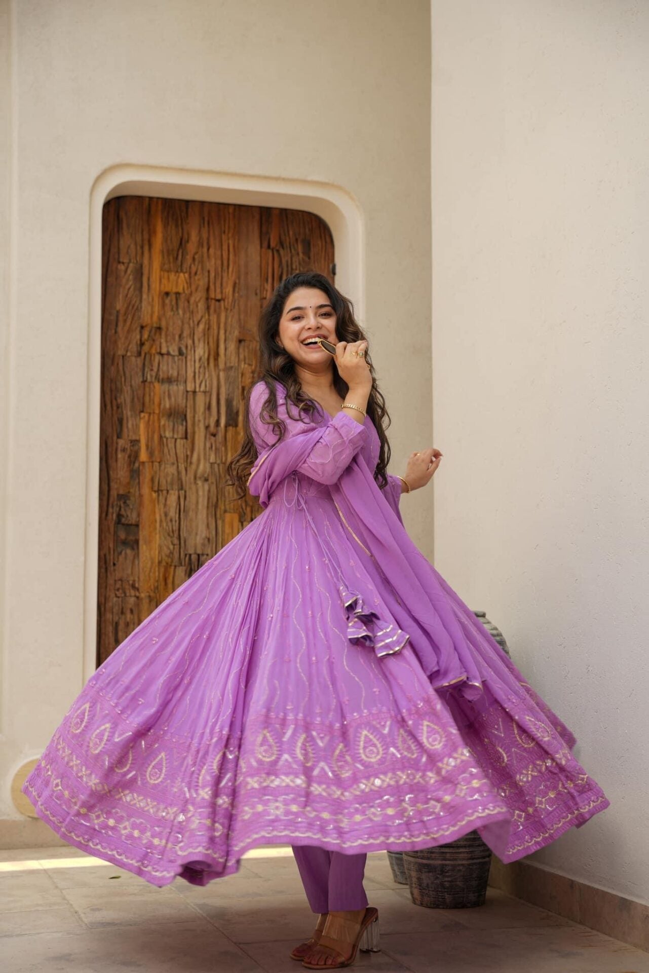 Purple Anarkali suit set. – Queenvastra